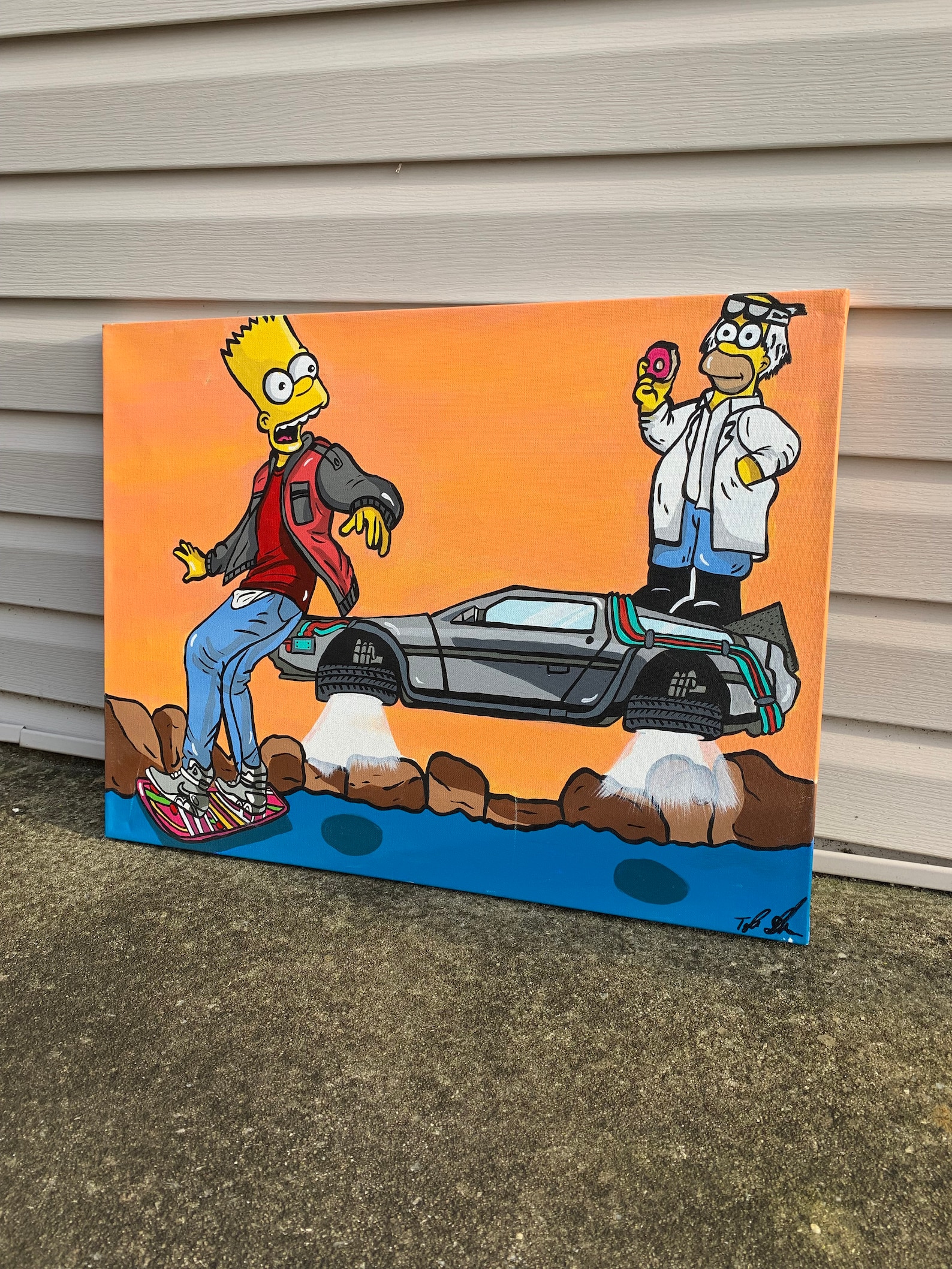 Back to the Future X Simpsons Original Canvas - Etsy