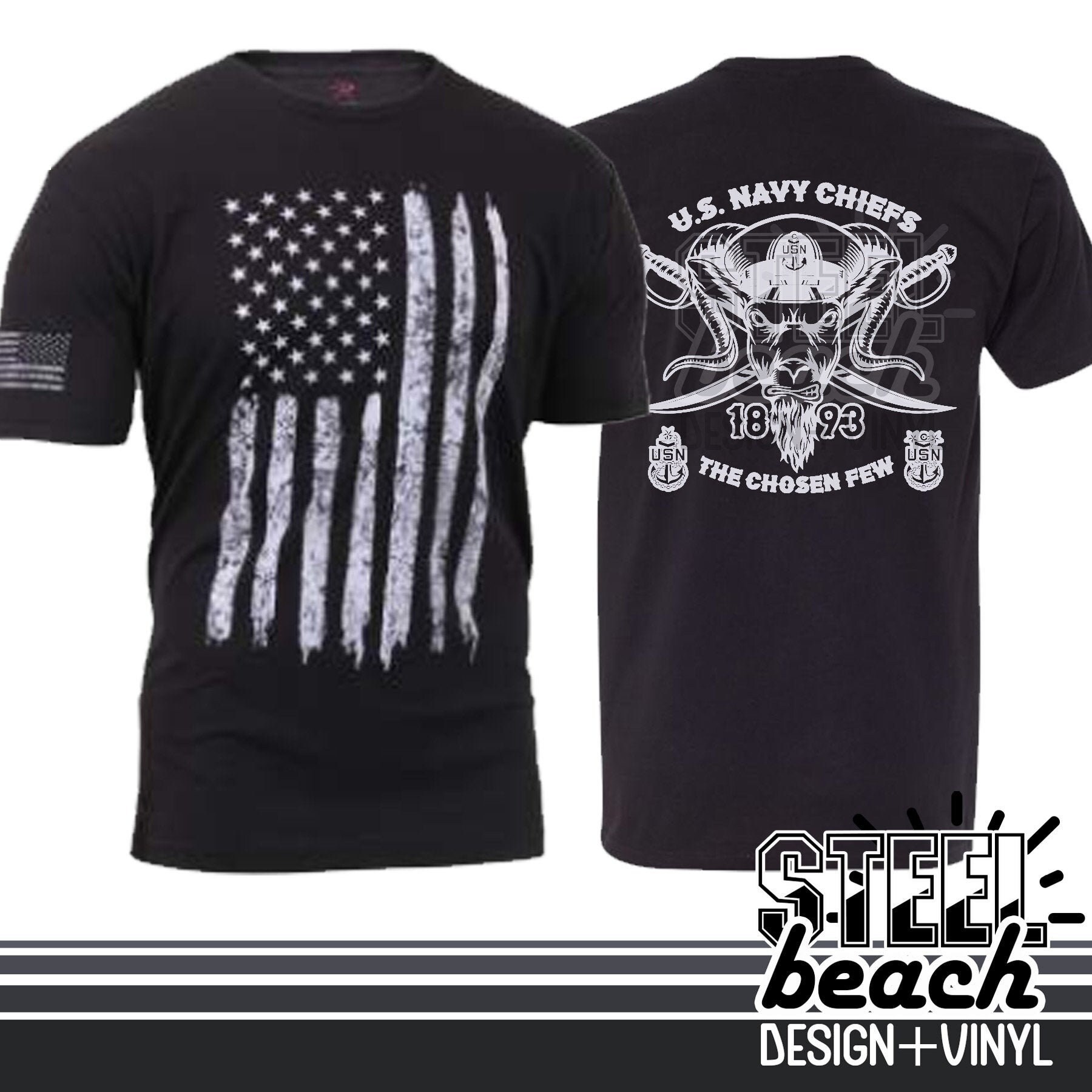 Navy Chief Tshirt Distressed Flag CPO Mess Shirt Goat - Etsy