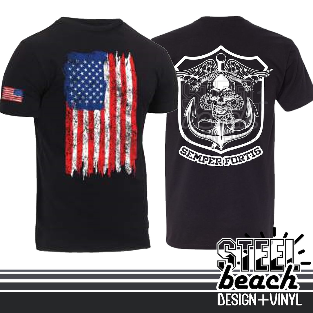 Navy Corpsman T-shirt Distressed Flag Shirt HM Devil Doc - Etsy