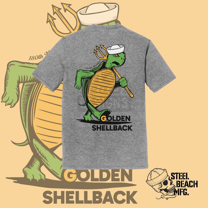 Golden Shellback Turtle T-shirt - 180th Meridian - Navy Veteran Equator ...
