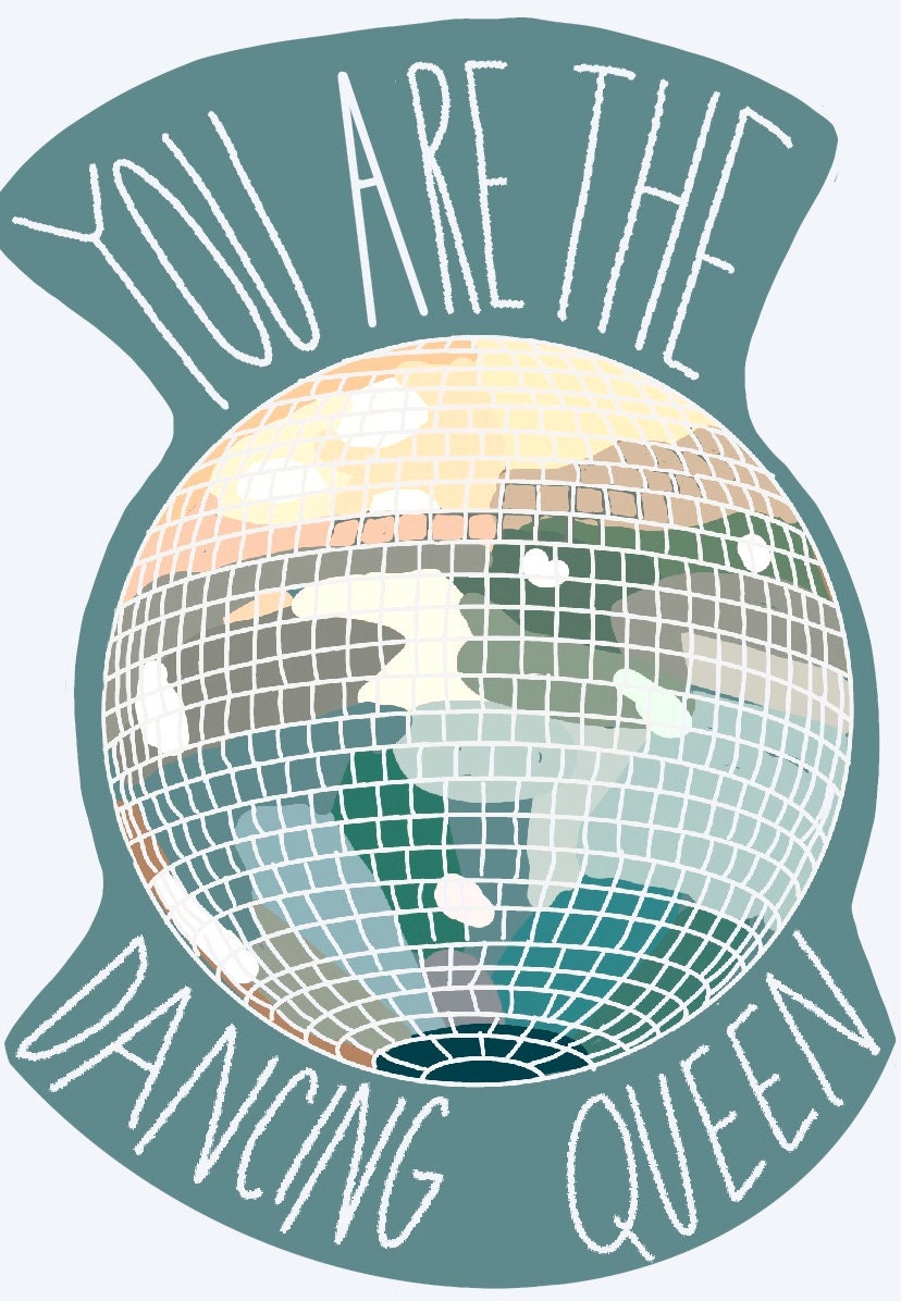 Dancing Queen Disco Sticker Splash Proof Decal, Illustration, Handmade ...