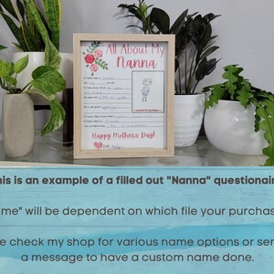 All About My Mimi, Mother's Day Questionnaire, Grandma, Survey ...