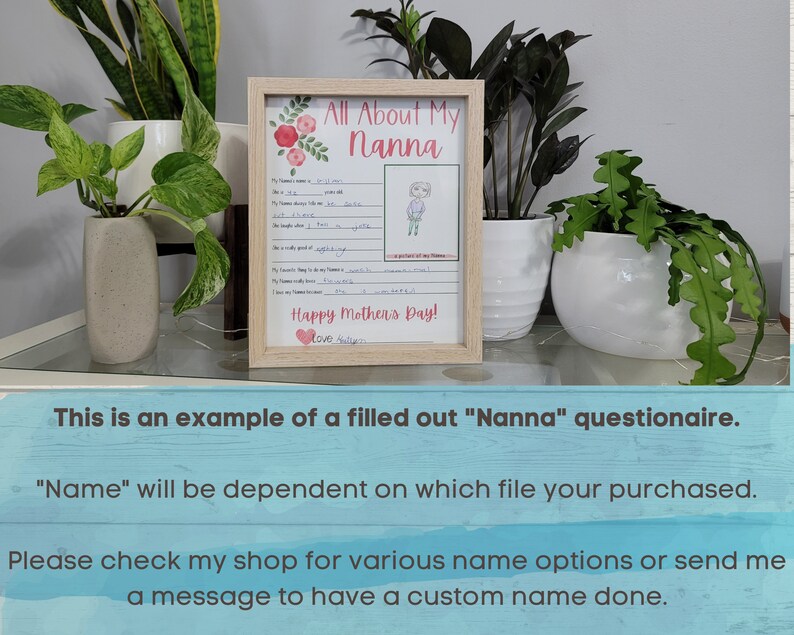 Nana Mother's Day Questionnaire: Fill-in Gift From Kids (PDF) - Etsy