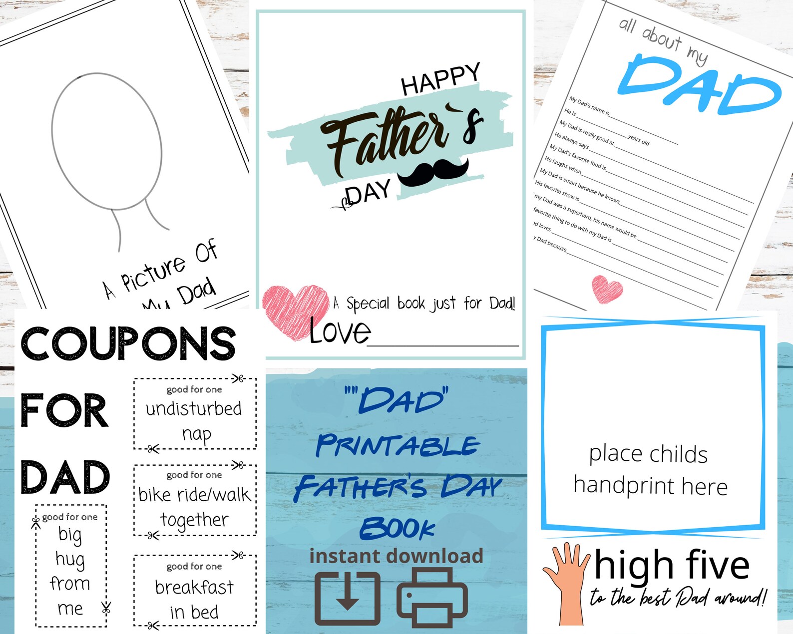 All About Dad Fathers Day Printable Book - Father's Day DIY Gift - Fill ...