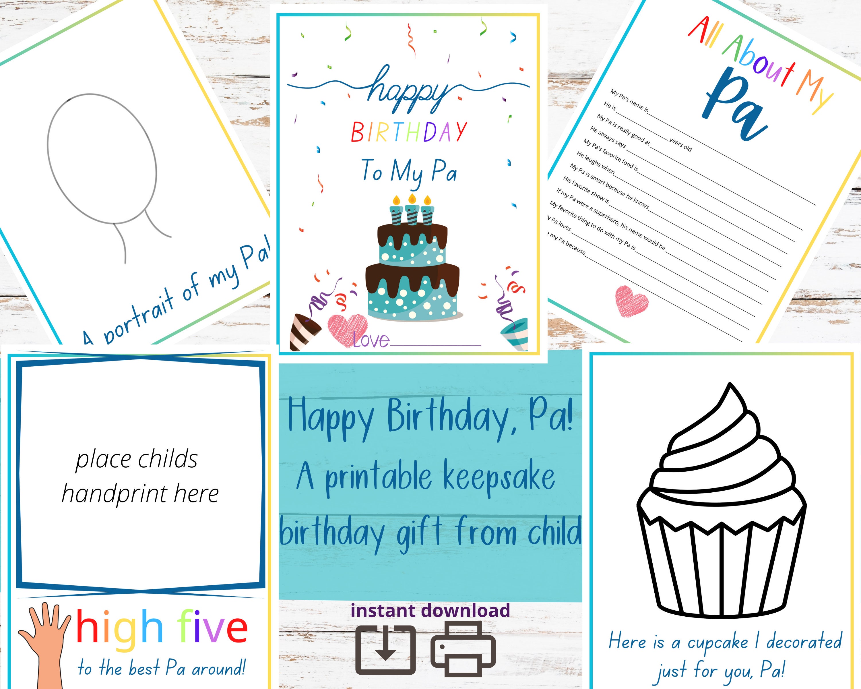 Happy Birthday Pa - Printable Gift From Child - Keepsake Book ...