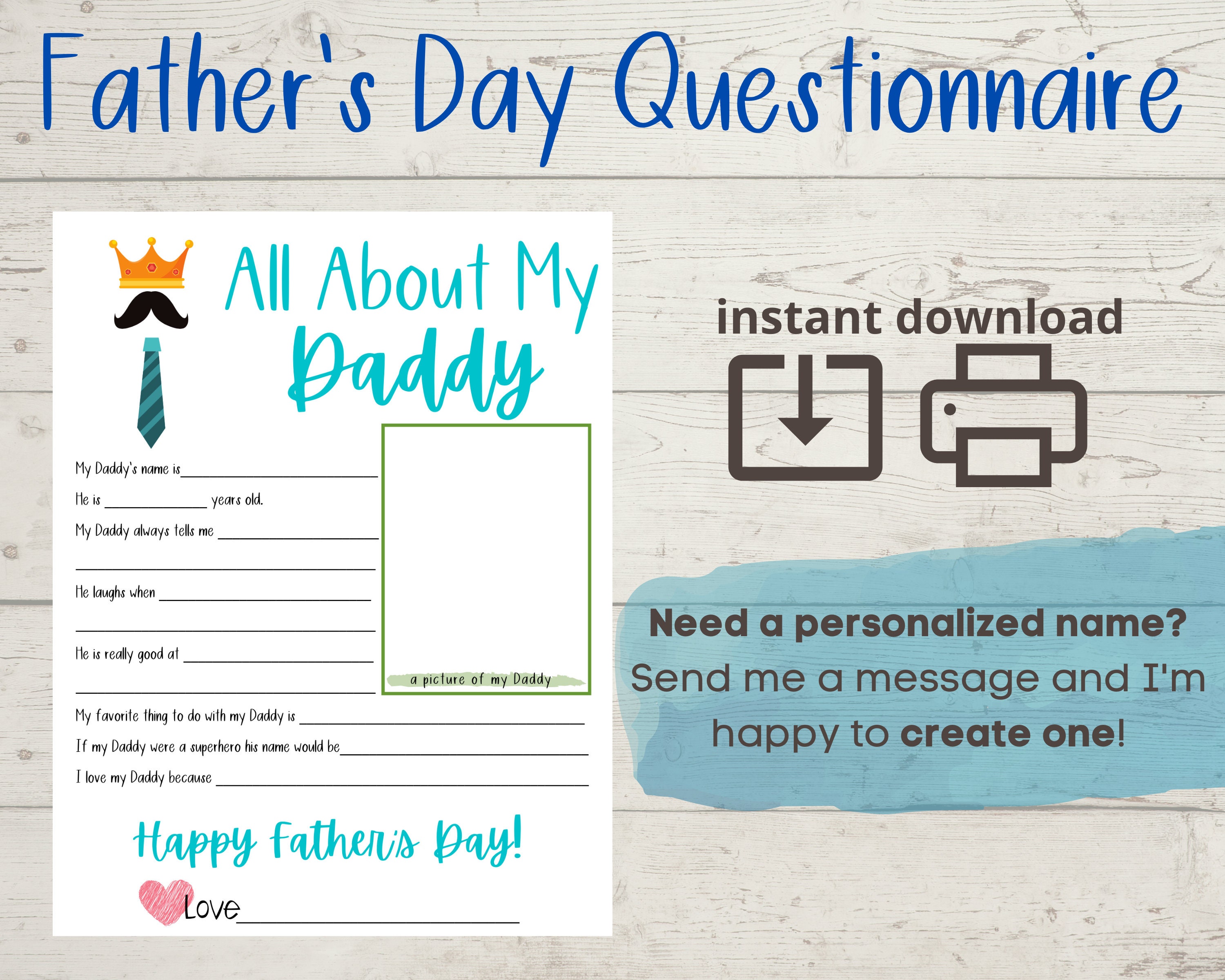All About My Daddy - Father's Day Questionnaire - Fathers Day Survey ...