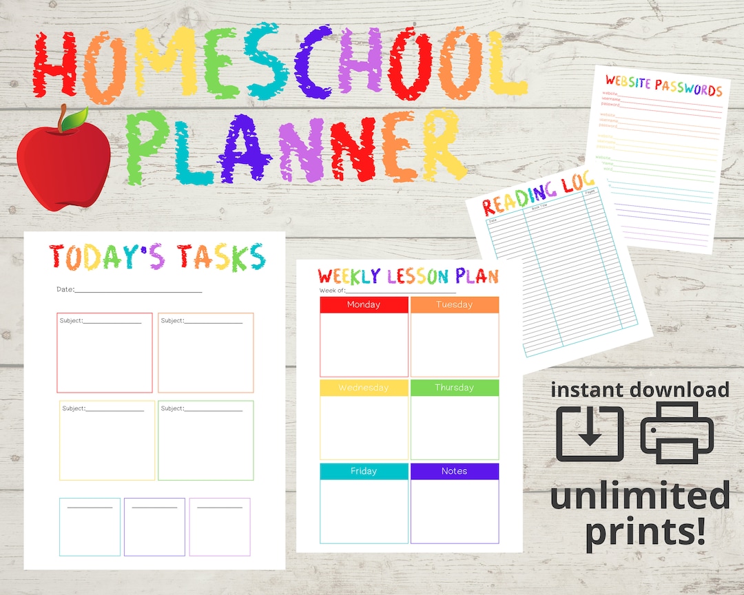 Homeschool Planner Printable: Kid's Daily & Weekly Schedule (PDF) - Etsy