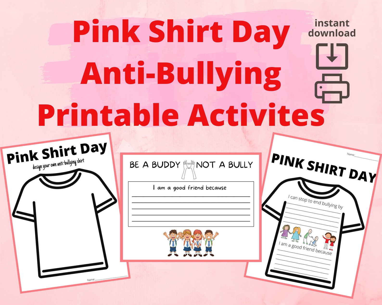 Pink Shirt Day Printable Activities: Anti-bullying, Good Friend (PDF ...
