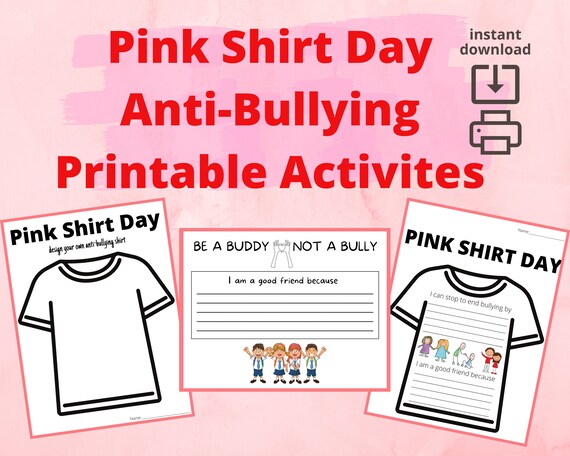 Pink Shirt Day Printable Activities Anti-bullying Being A | Etsy