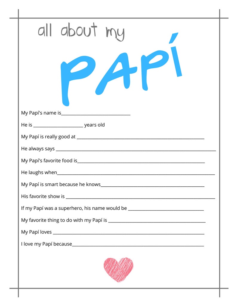 Father's Day Papi Book: Fill-in, Handprint, Coupons (digital File ...