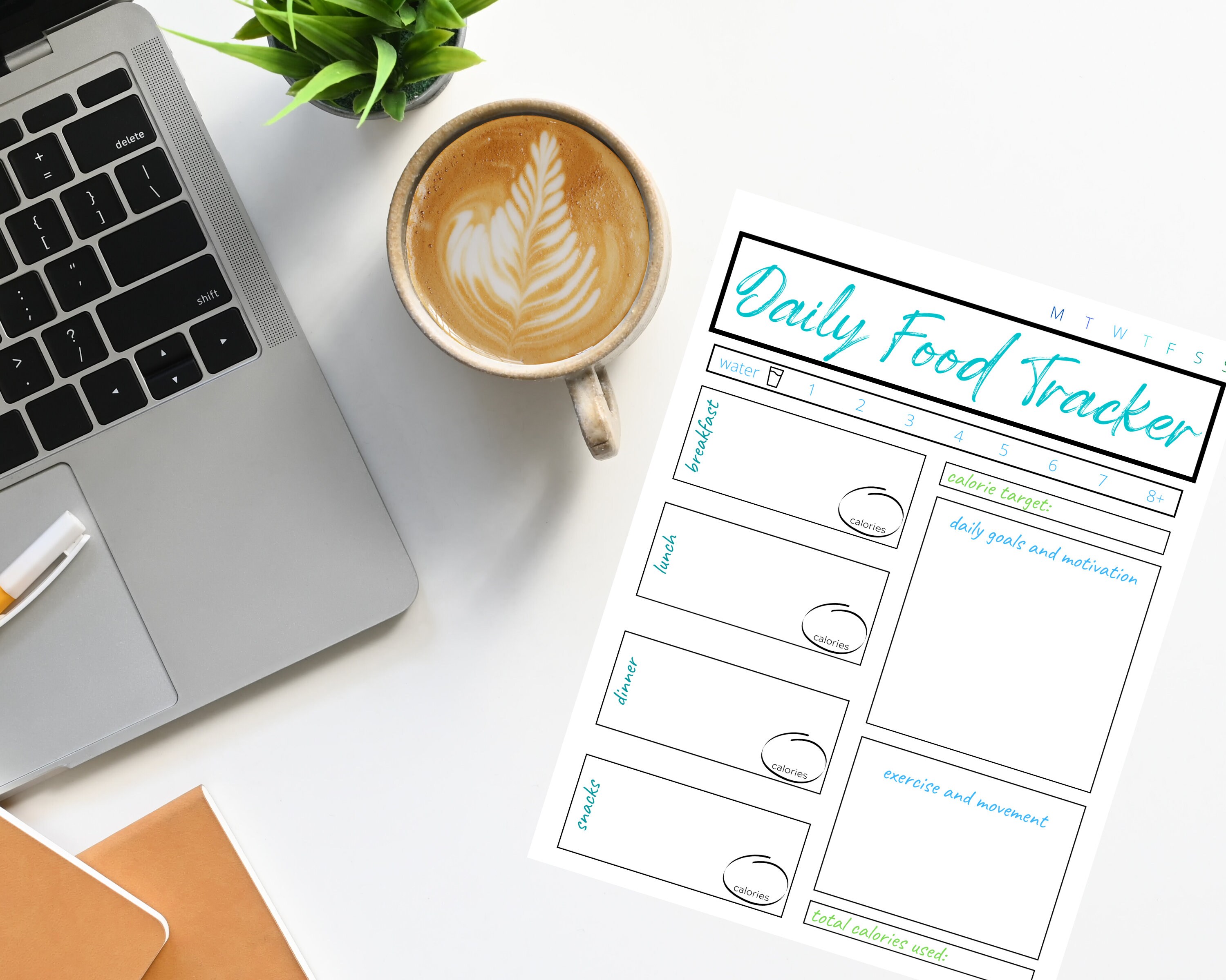 Daily Food Calorie Tracker Printable - Weight Loss Tracker - Daily Meal ...