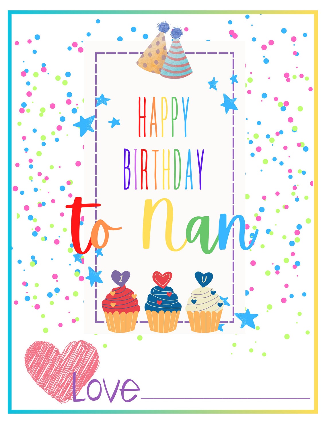 Happy Birthday Nan Printable Gift From Child Keepsake Book Birthday ...