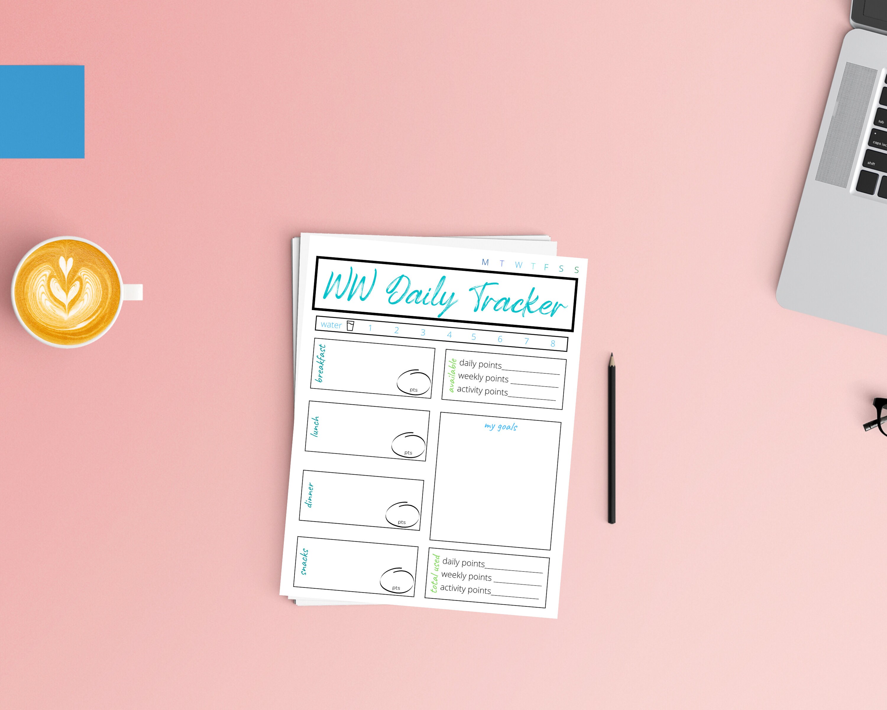 Daily Food Point Tracker Printable: WW Friendly Meal Planner (8.5x11 ...