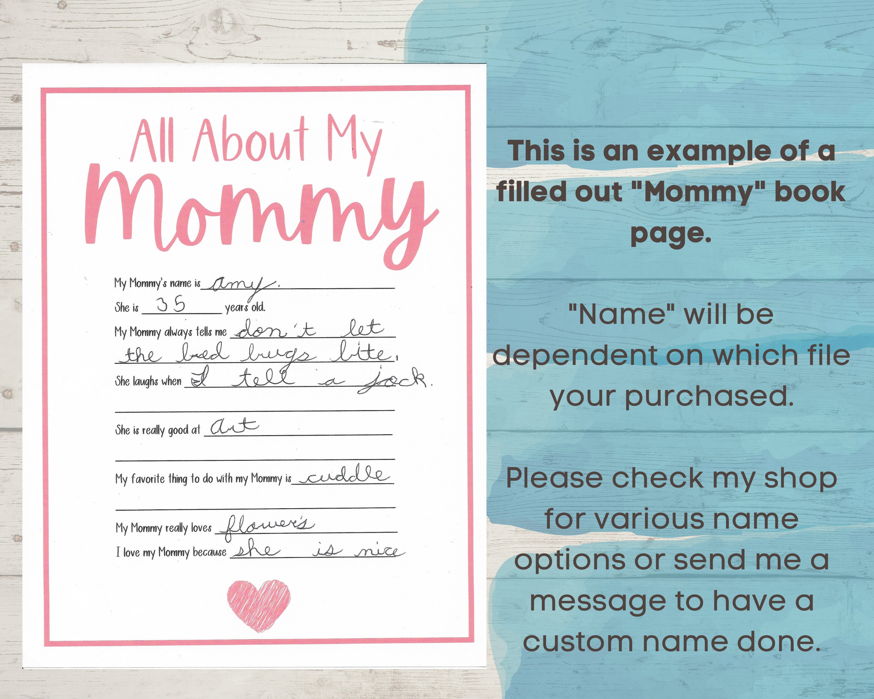 All About Mom Printable Mother's Day Book-survey -fill in the Blanks ...