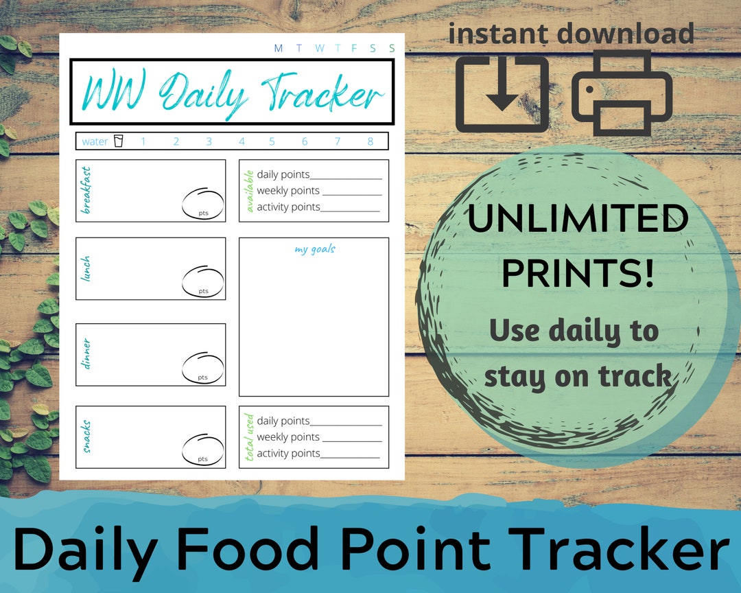 Daily Food Point Tracker Printable: WW Friendly Meal Planner (8.5x11 ...