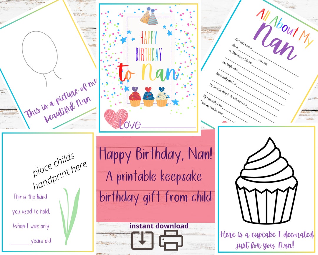 Happy Birthday Nan - Printable Gift From Child - Keepsake Book ...