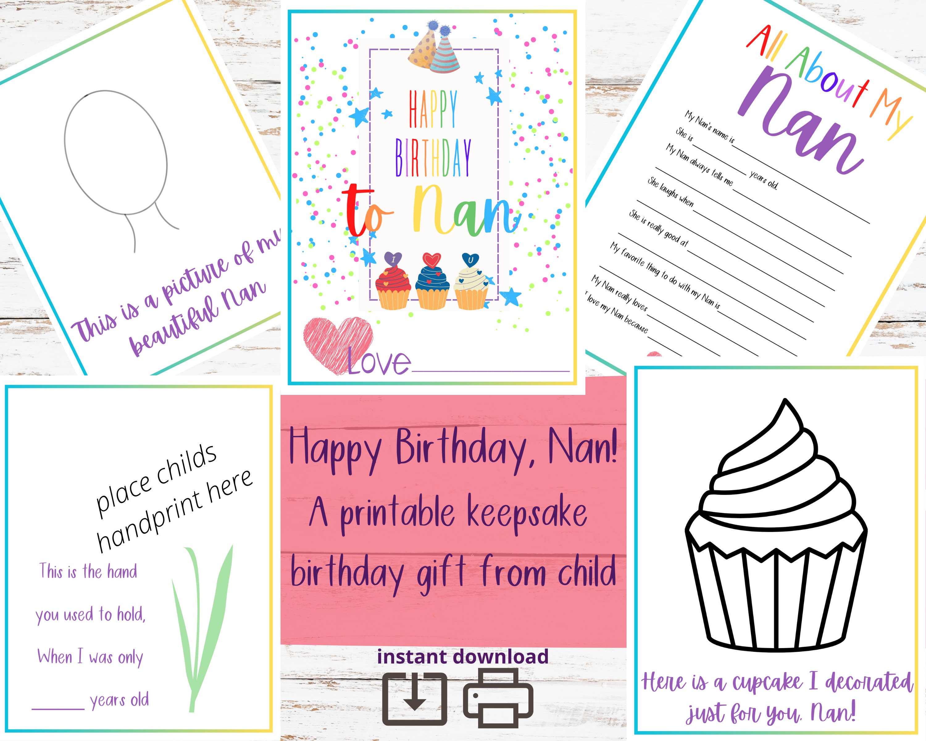 Happy Birthday Nan - Printable Gift From Child - Keepsake Book ...