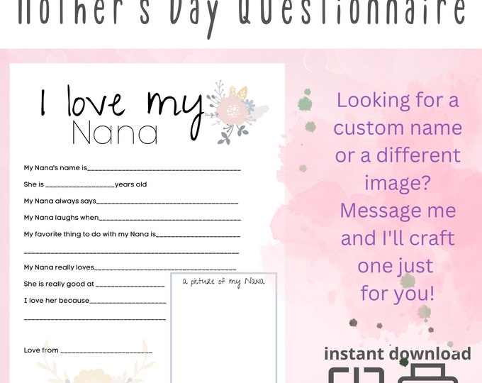All About Mommy Printable Mother's Day Book-survey -fill in the Blanks ...