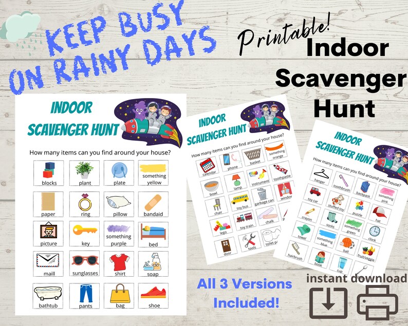Indoor Scavenger Hunt for Kids,instant Download, Printable,preschool ...