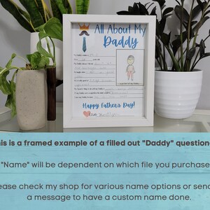 All About My Daddy - Father's Day Questionnaire - Fathers Day Survey ...