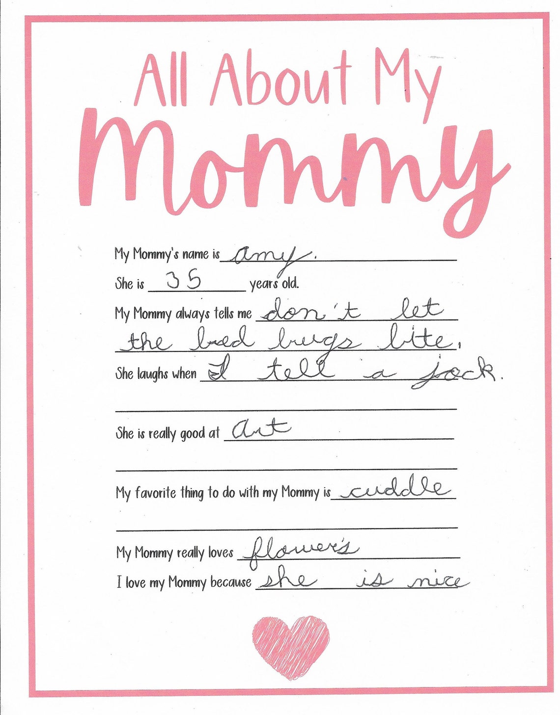 All About Mommy Printable Mother's Day Book-survey -fill in the Blanks ...