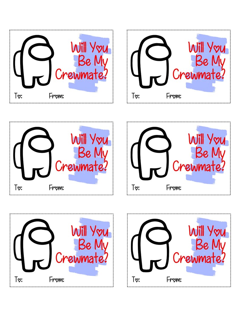 Among Us Valentine's Day Cards: Printable Crewmate Valentines (PDF) - Etsy