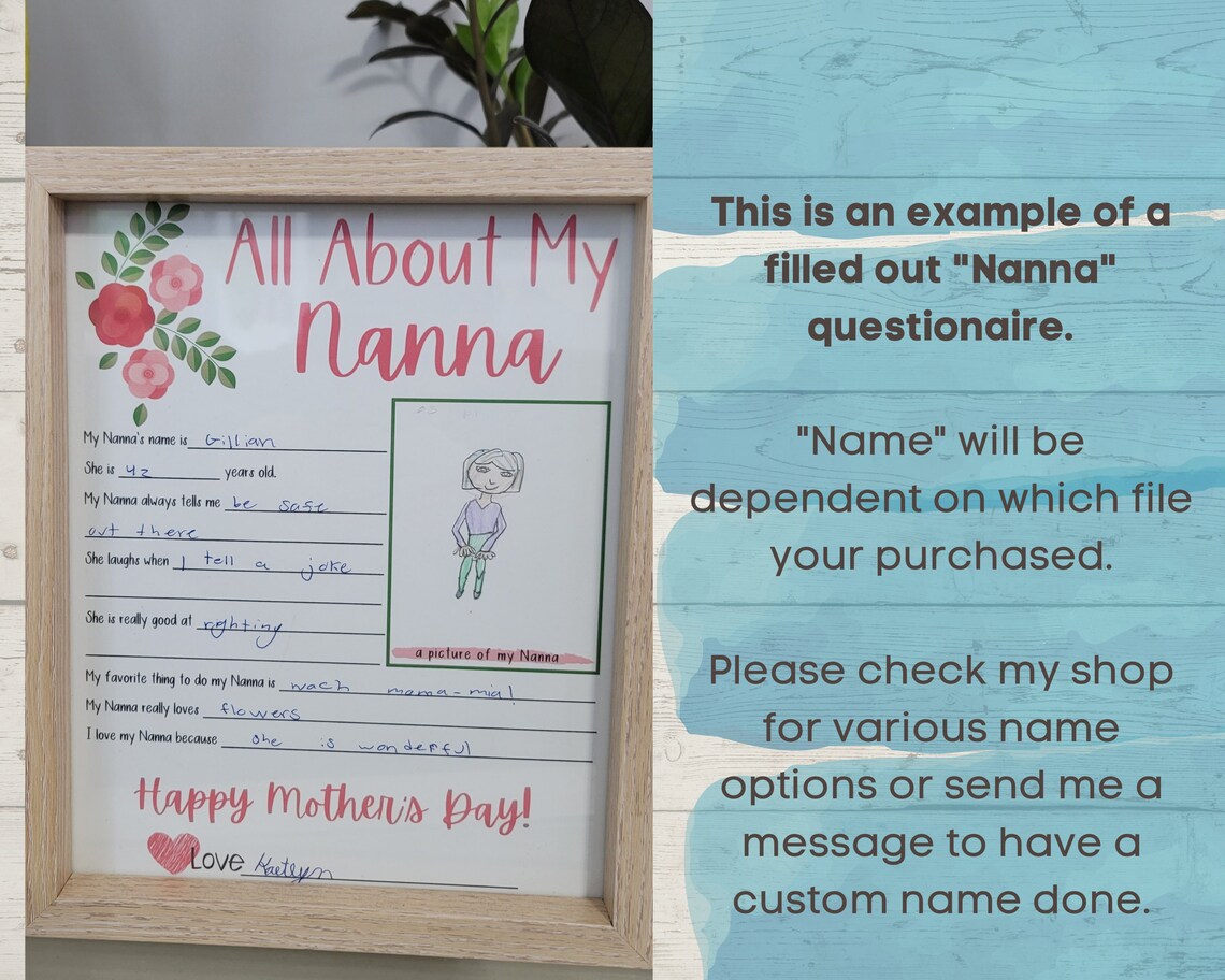 All About My Mimi, Mother's Day Questionnaire, Grandma, Survey ...