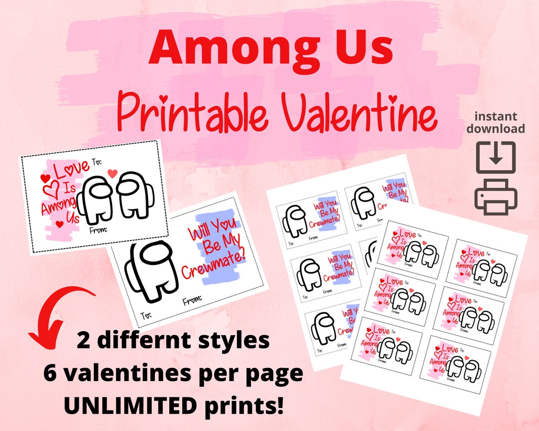 Among Us Valentine's Day Cards: Printable Crewmate Valentines (PDF) - Etsy