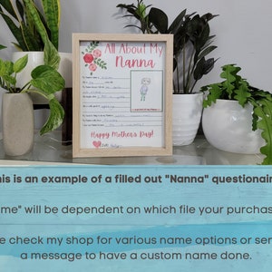 All About My Nanny, Mother's Day Questionnaire, Survey, Questions, Fill ...