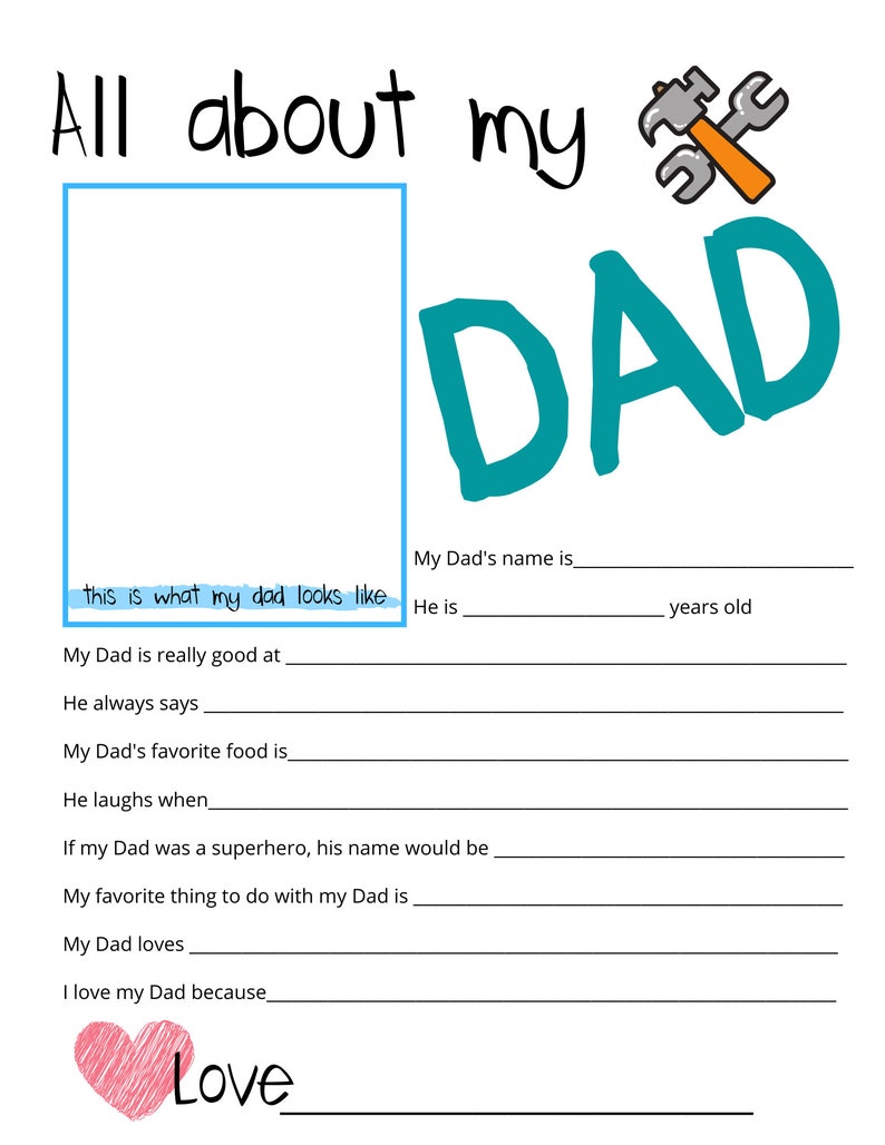 All About My Dad - Father's Day Questionnaire - Fathers Day Survey ...