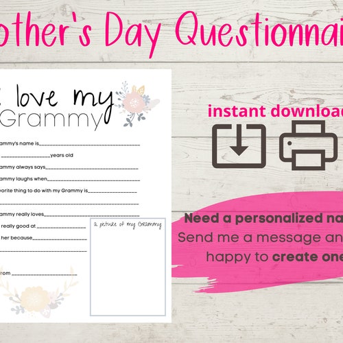 All About Grandma Fill in the Blank Mothers Day Gift INSTANT - Etsy