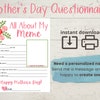 All About My Gigi, Mother's Day Questionnaire, Grandma, Survey ...
