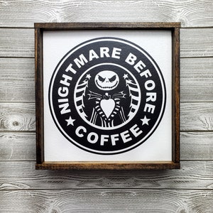 Nightmare Before Coffee Wood Sign, Coffee Bar Decor, Jack Skellington ...
