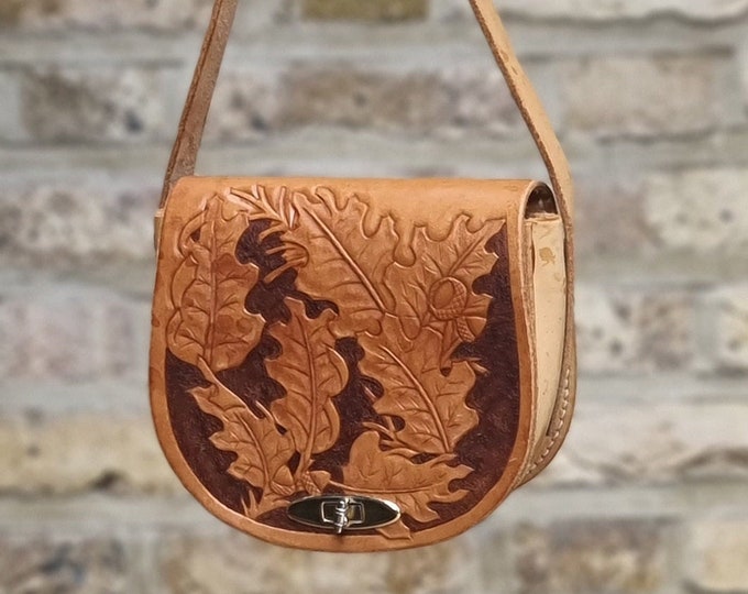 Artisan Cottagecore Purse Hand Tooled Leather Bag With Oak Tree Leaves ...
