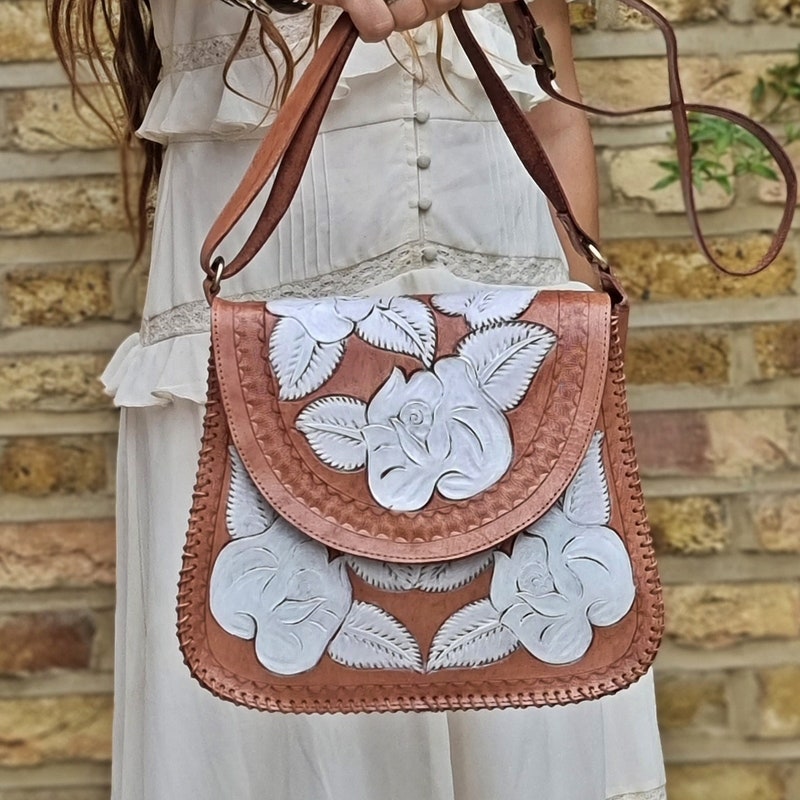 Leather Tooled Purse With Rose - Etsy