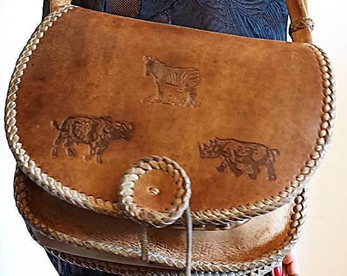 VINTAGE AFRICAN TRIBAL Bag Ethnic Tuareg Masai Leather Handbag Zebra ...