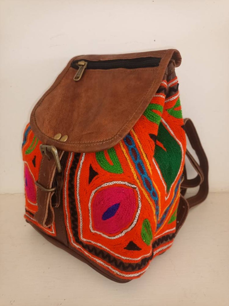 Small WOMEN'S LEATHER BACKPACK Boho Vintage Hippie Bag | Etsy