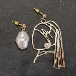 Artsy JOHANNES VERMEER EARRINGS Girl With a Pearl Earring, Asymmetric ...