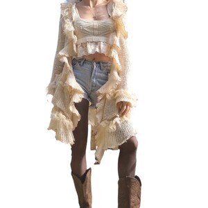 Victorian Lace Knit Cardigan, Flare Ruffle Frill Jacket, Georgian ...