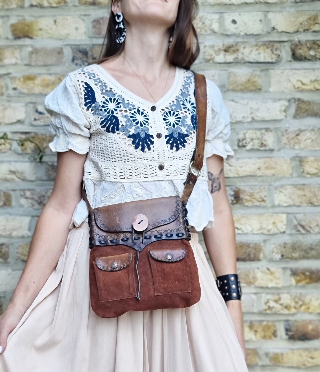 Small Suede Leather Bag Boho Shoulder Bag Handcrafted - Etsy