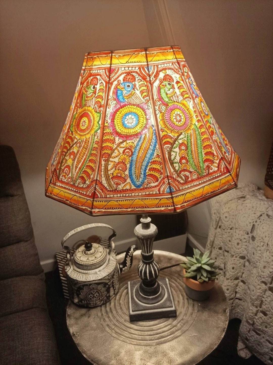 Boho Lampshade With Peacock Design for Table Lights or Floor Lamps ...