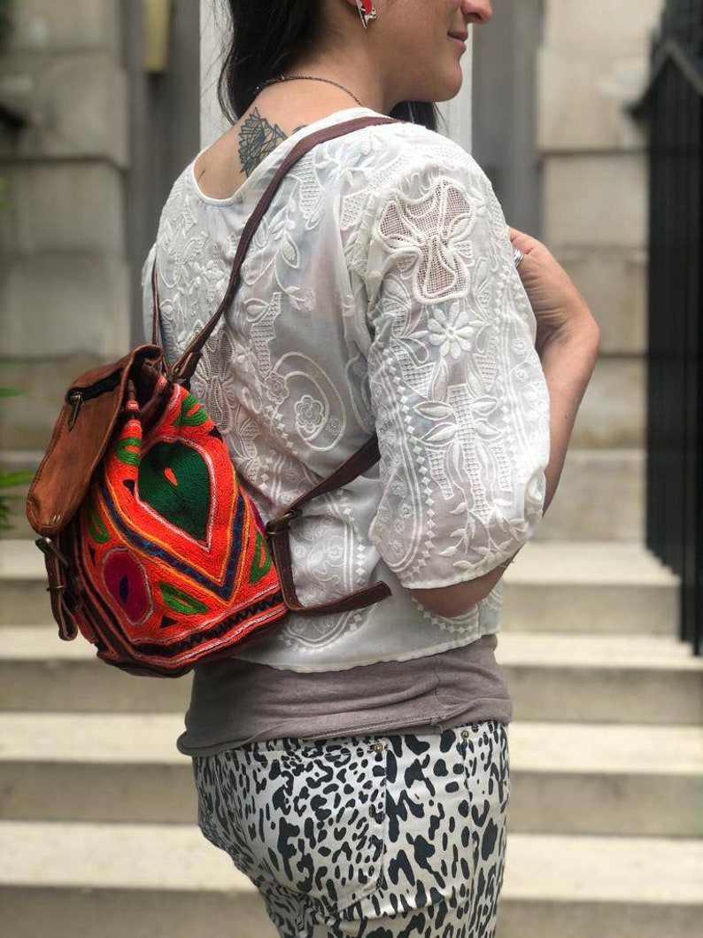 Small WOMEN'S LEATHER BACKPACK Boho Vintage Hippie Bag | Etsy