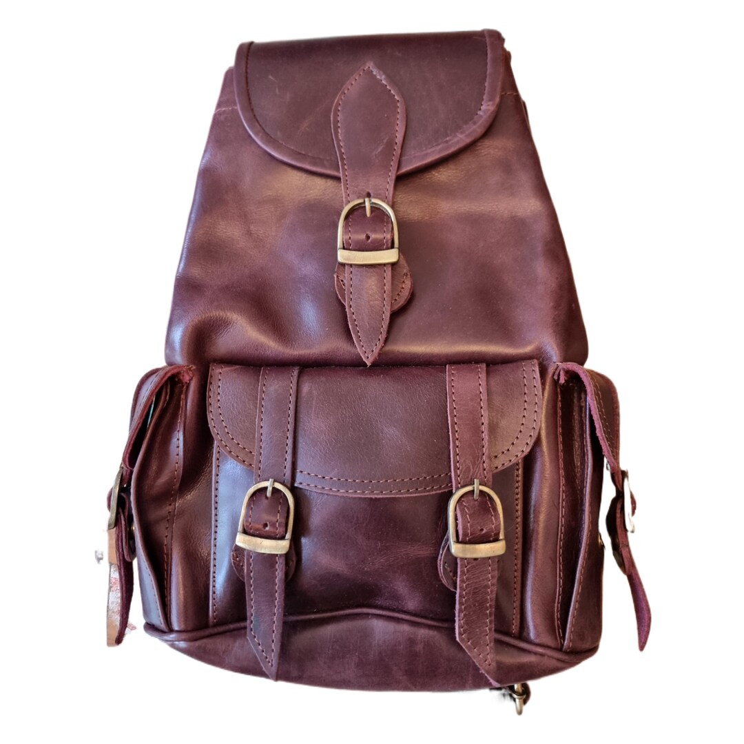 RUSTIC LEATHER BACKPACK Medium Size Made From Genuine Full Grain ...