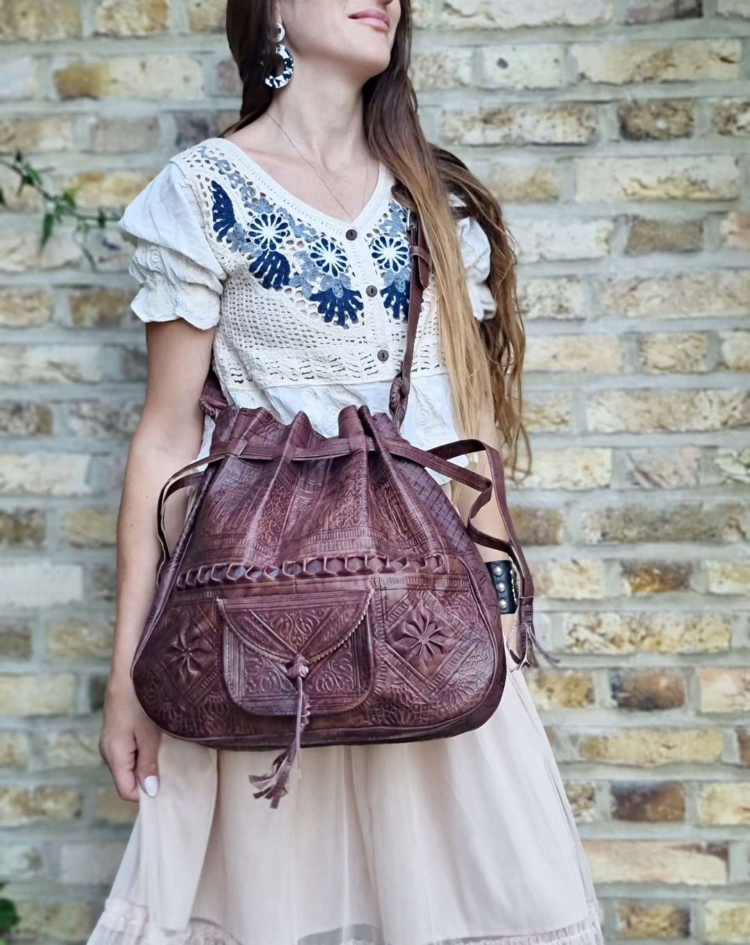 Oversize LEATHER HOBO BAG, Large Bucket Bag, Women Summer Beach Bag ...