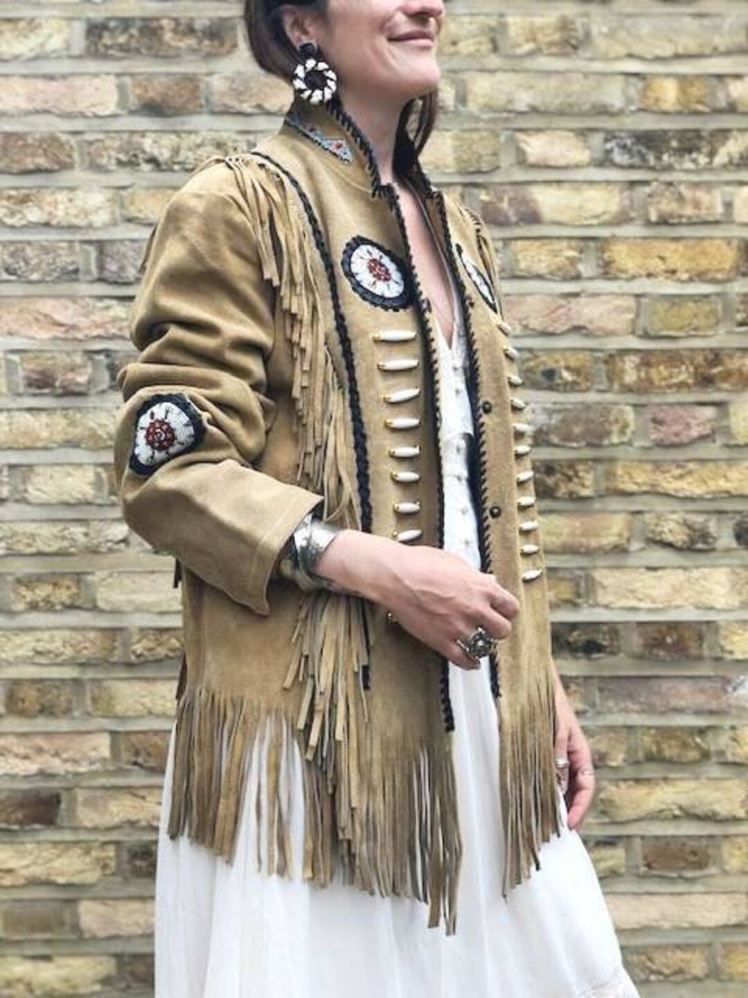 NATIVE AMERICAN LEATHER Jacket Large, Women's Fringe Leather Coat 16 14 ...