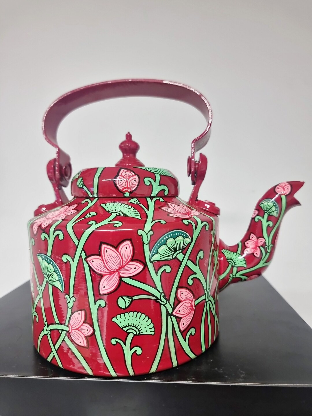 LOTUS FLOWER TEAPOT, Hand Painted Botanical Tea Pot, Floral Leaf Design ...