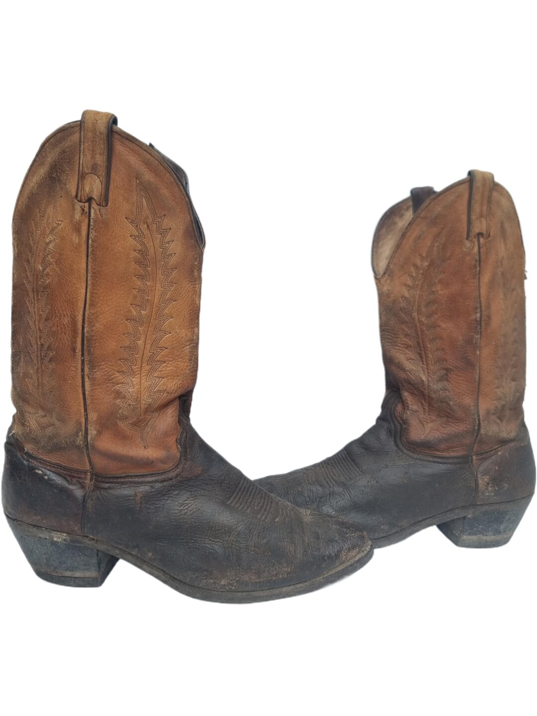 Antique Rustic Leather Cowboy Boots Men Size 12 EU 46, Worn American ...