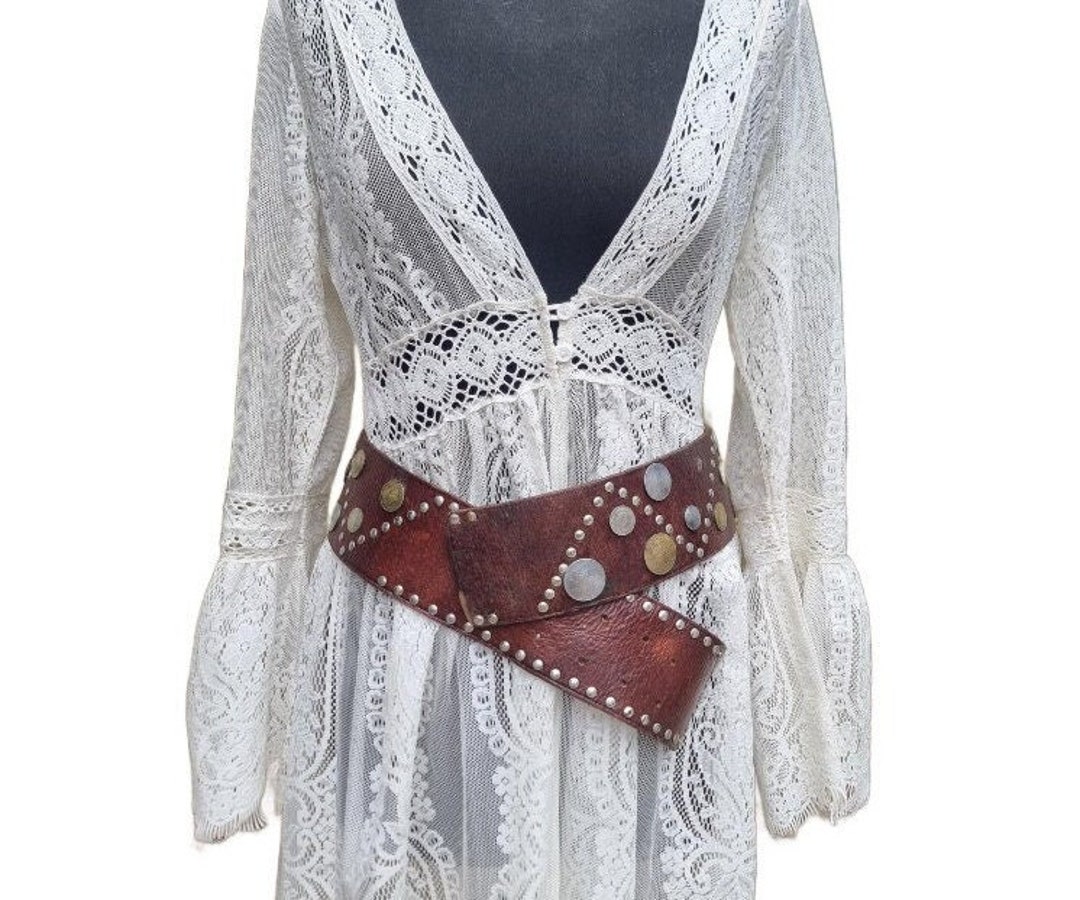 Handmade Moroccan Wide Leather Belt Women Boho Accessories Studded ...