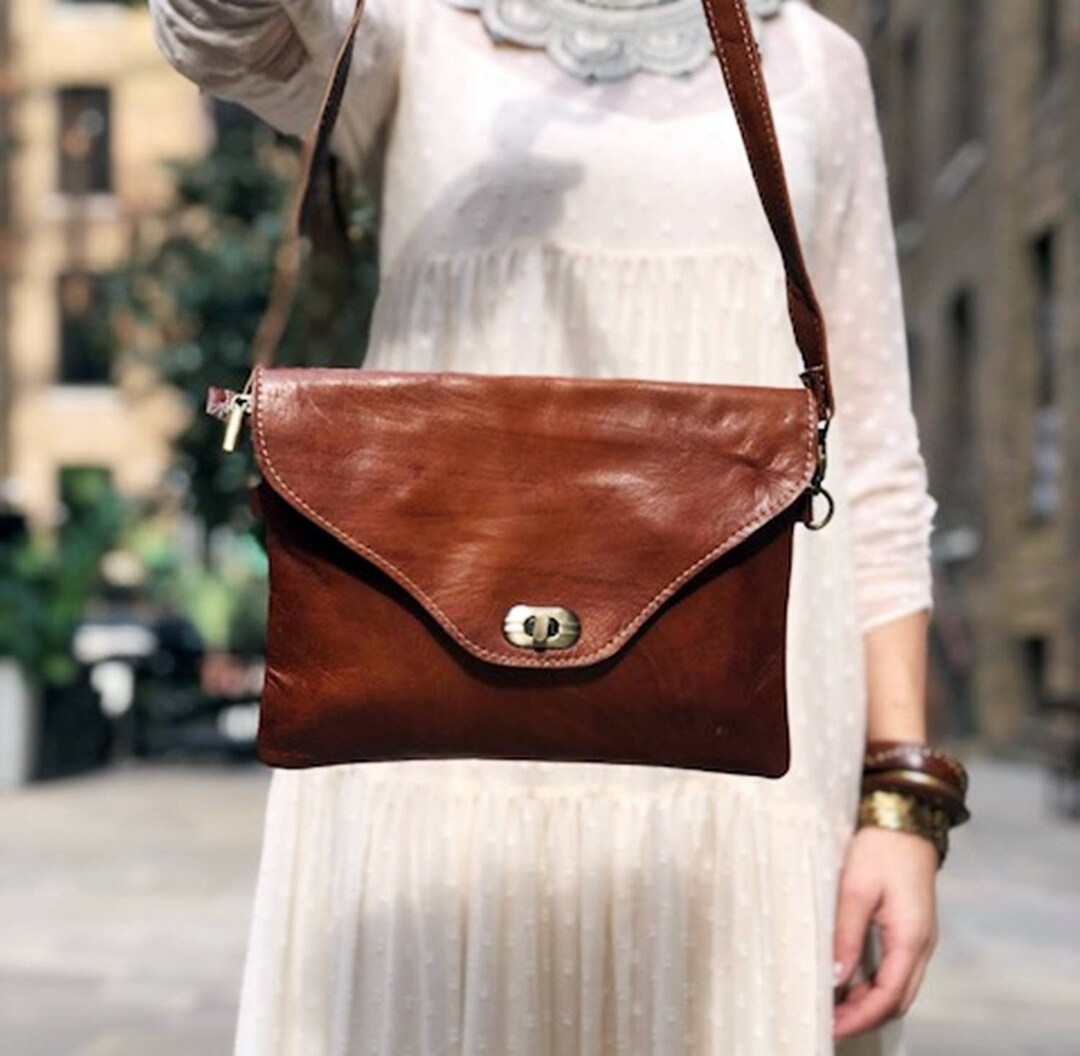 Small LEATHER BAG TAN, Women's Boho Satchel, Moroccan Native Leather ...