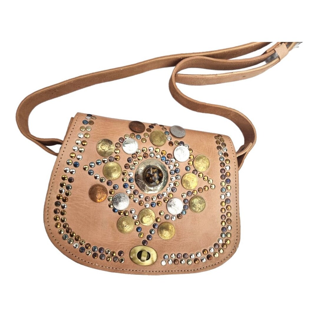 Small HIPPIE LEATHER PURSE, Mini Saddle Bag, Moroccan Berber Bag With ...